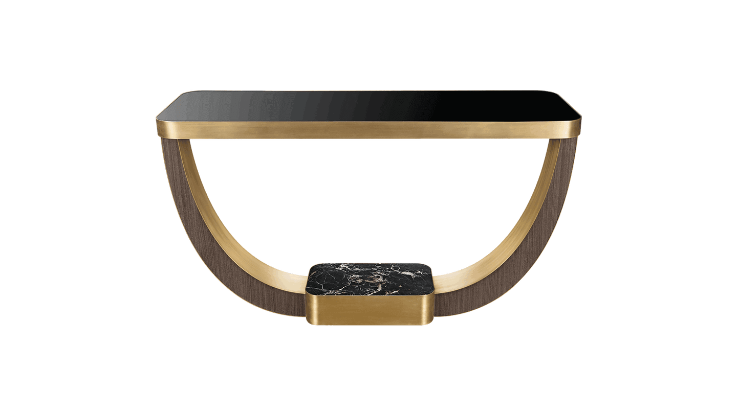 Banff Console Table | Luxury Wood, Iron & Stone Hall Table | Frato