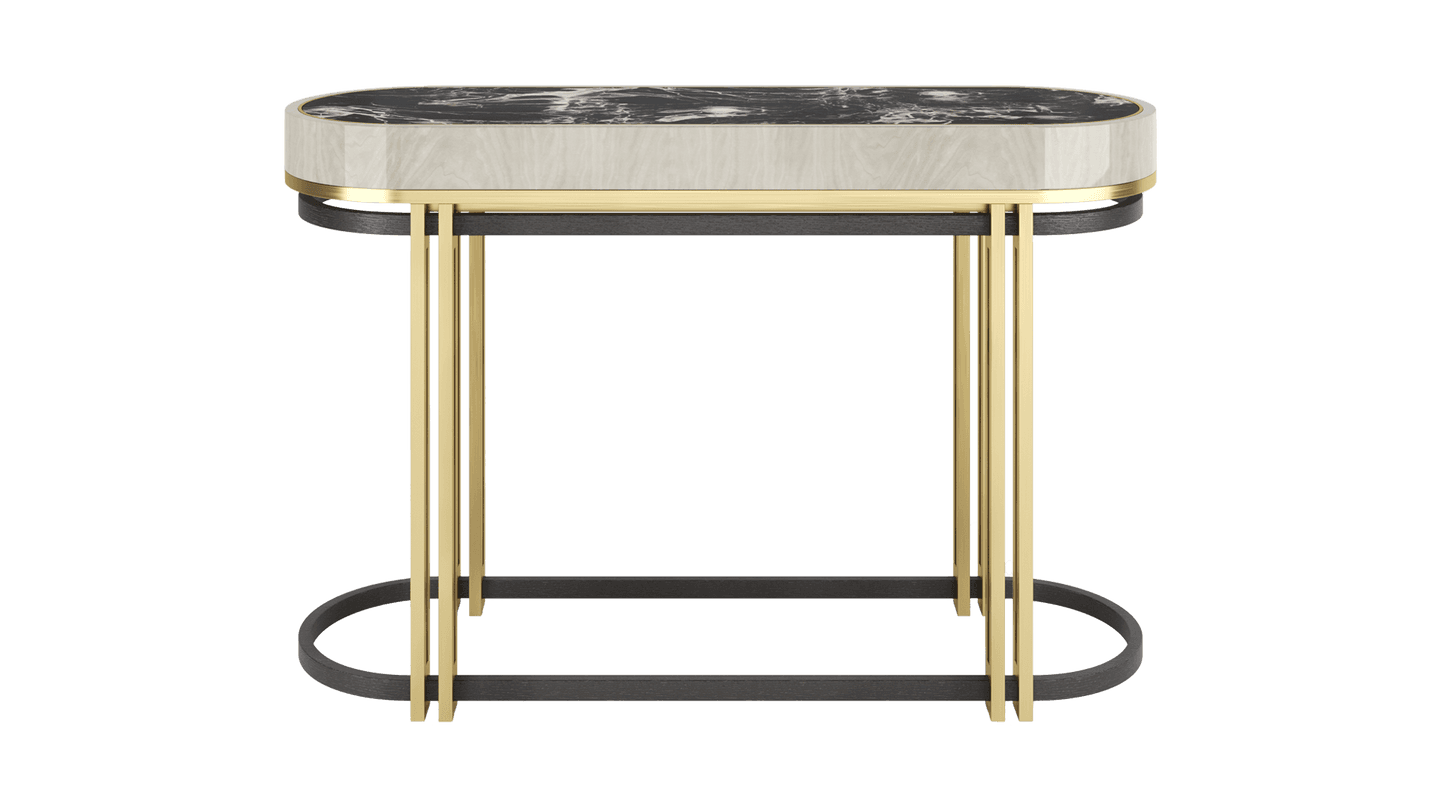 Frato Otsu Console – Elegant Wood and Brass Design with Marble Top | Frato