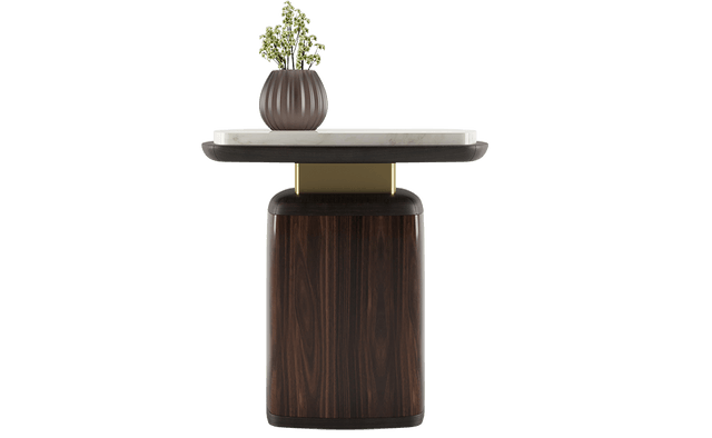 Frato Nagano Side Table | Minimalist Wood & Marble Accent Table | Frato