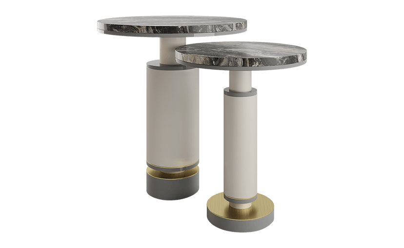 Frato Berlin Side Table | Stylish Stone & Wood Accent Table | Frato