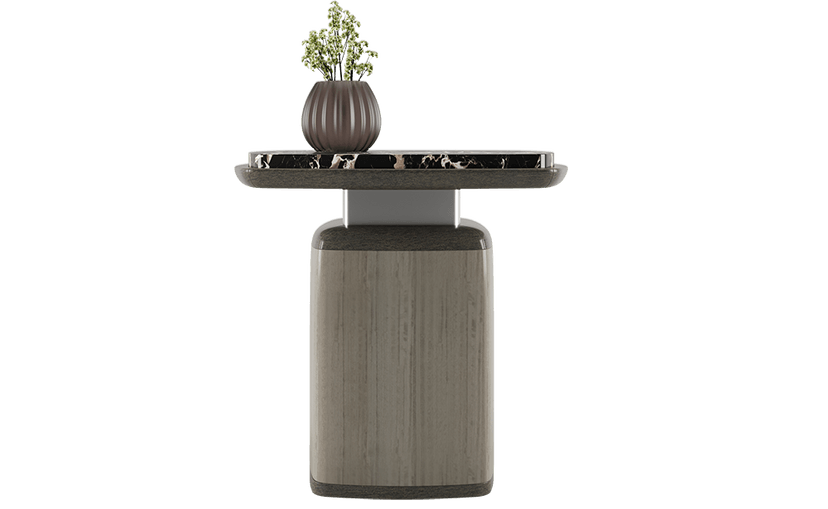 Frato Nagano Side Table | Minimalist Wood & Marble Accent Table | Frato