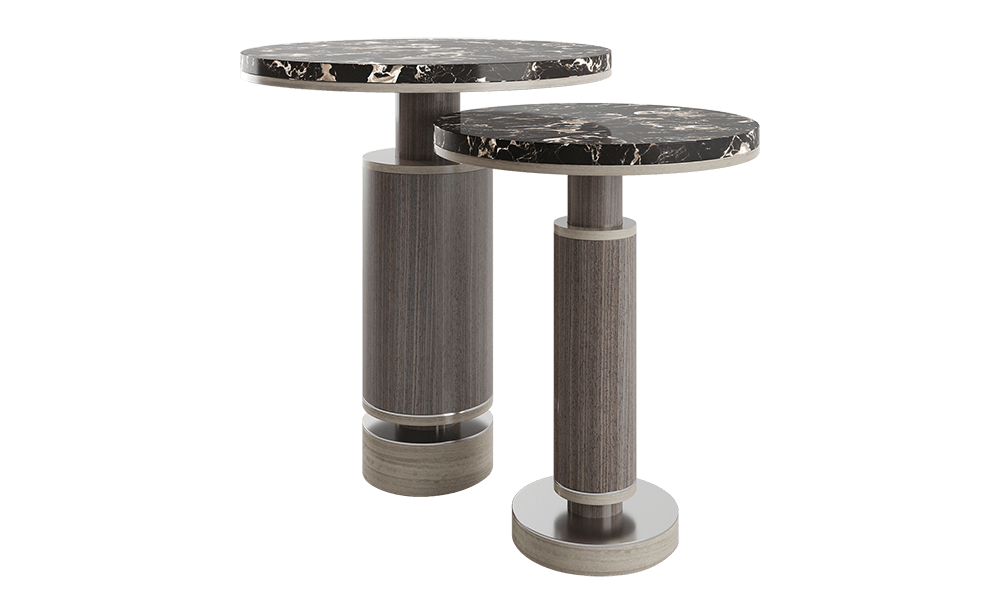 Frato Berlin Side Table | Stylish Stone & Wood Accent Table | Frato