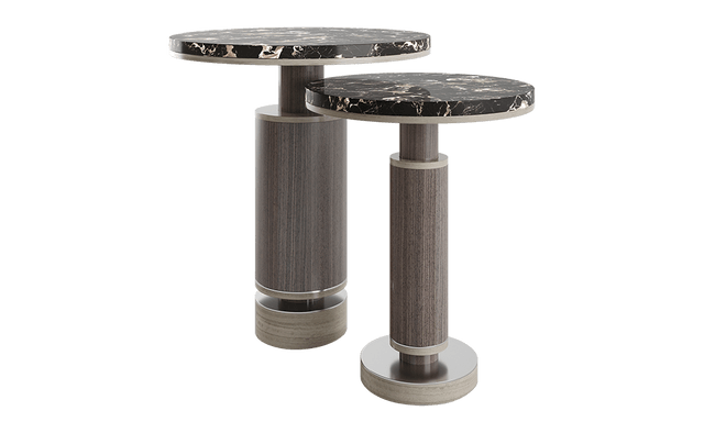Frato Berlin Side Table | Stylish Stone & Wood Accent Table | Frato
