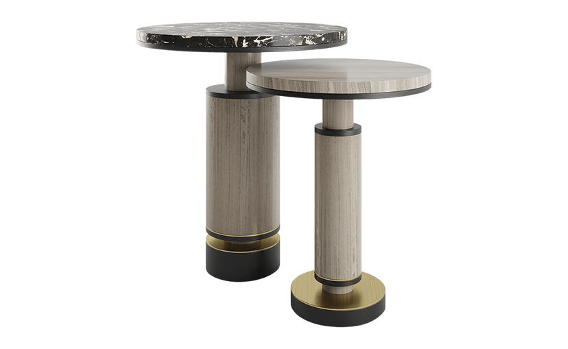 Frato Berlin Side Table | Stylish Stone & Wood Accent Table | Frato