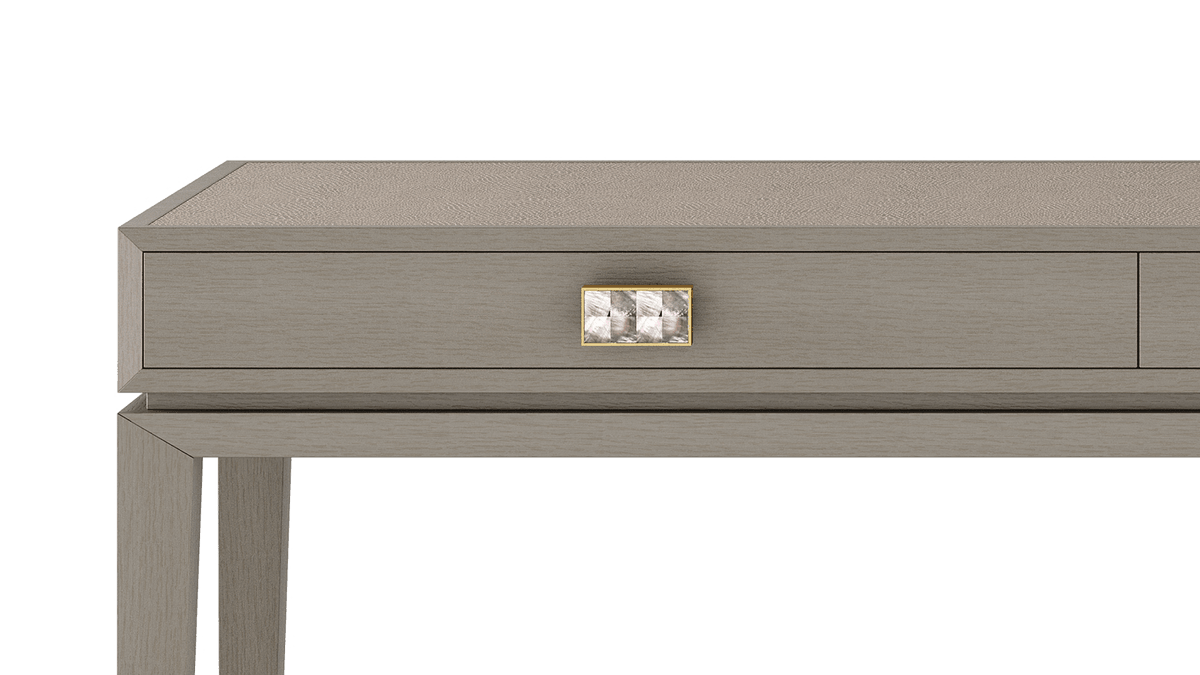 Frato Búzios Desk – Modern Wood Veneer Desk with Brass Frame | Frato