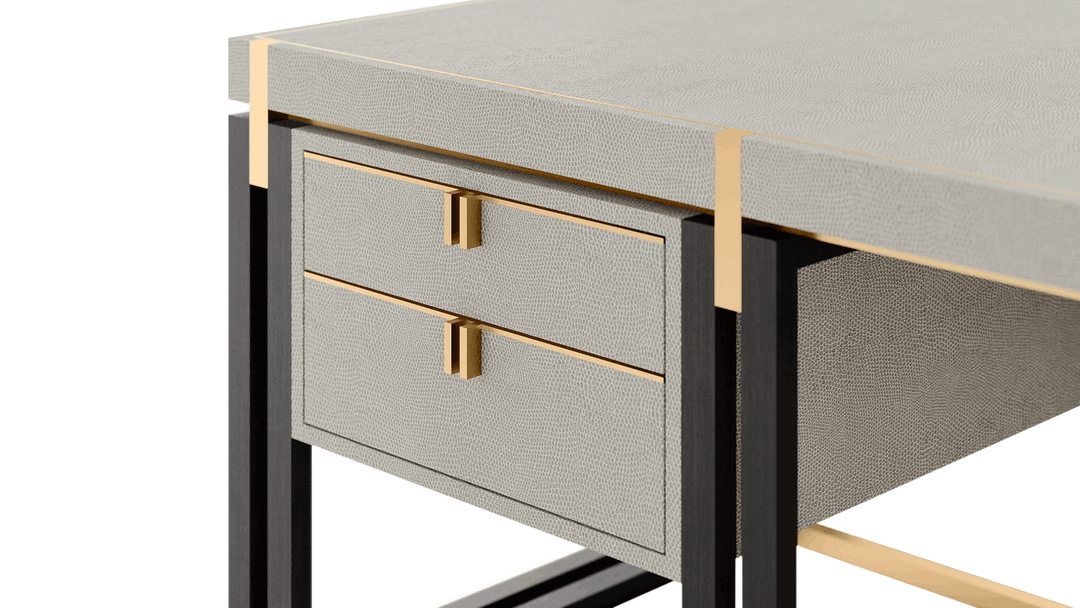 Frato Seoul Desk – Sleek Wood Veneer Desk with Polished Brass Frame | Frato