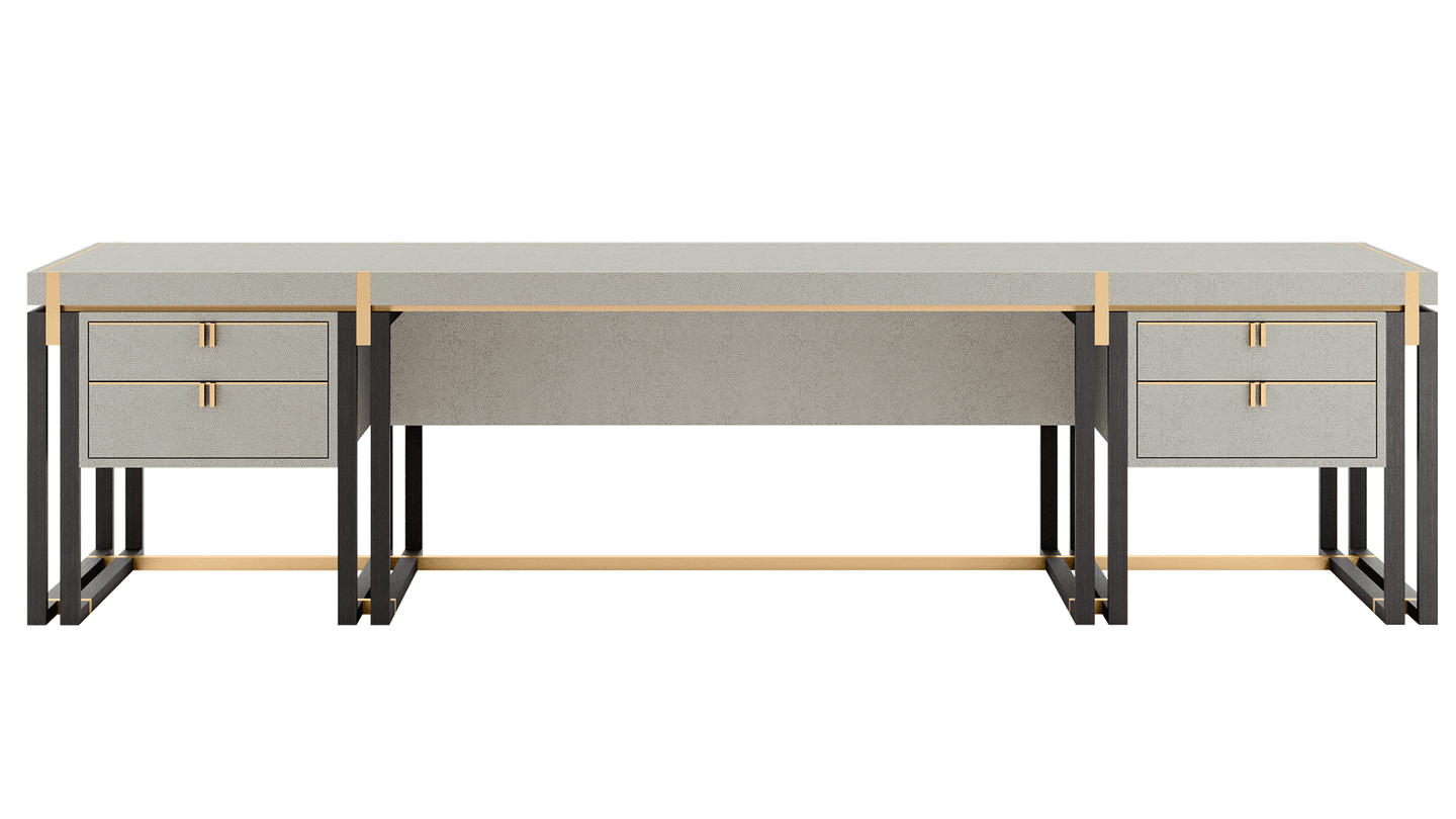 Frato Seoul Desk – Sleek Wood Veneer Desk with Polished Brass Frame | Frato