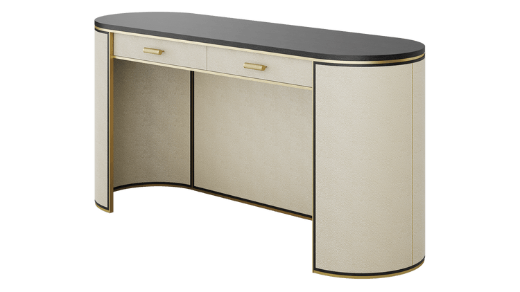 Frato Kent Desk – Modern Wood Veneer Desk with Brushed Brass Base | Frato