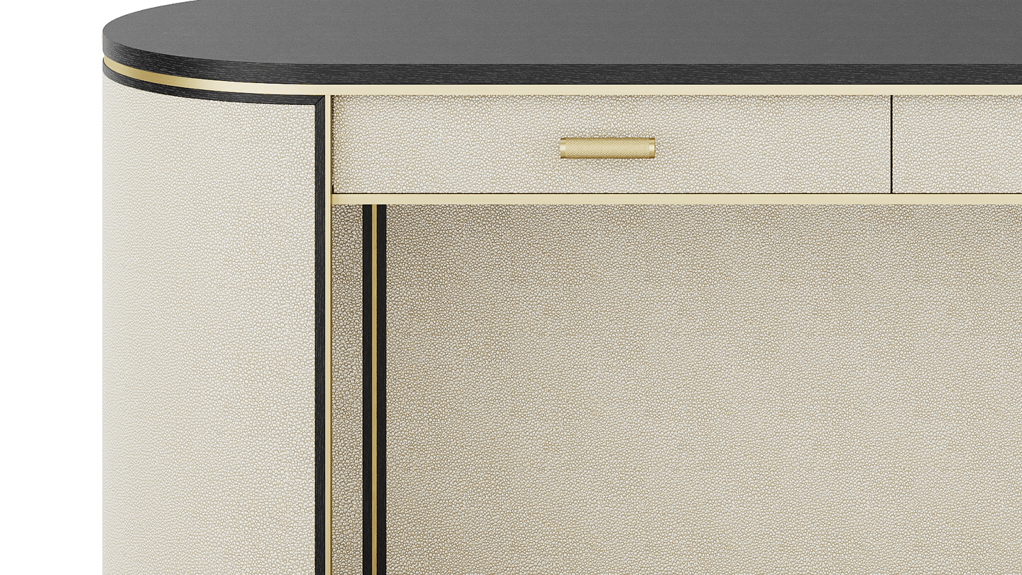 Frato Kent Desk – Modern Wood Veneer Desk with Brushed Brass Base | Frato