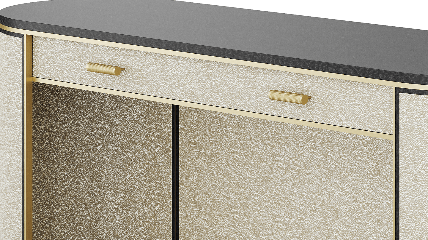 Frato Kent Desk – Modern Wood Veneer Desk with Brushed Brass Base | Frato