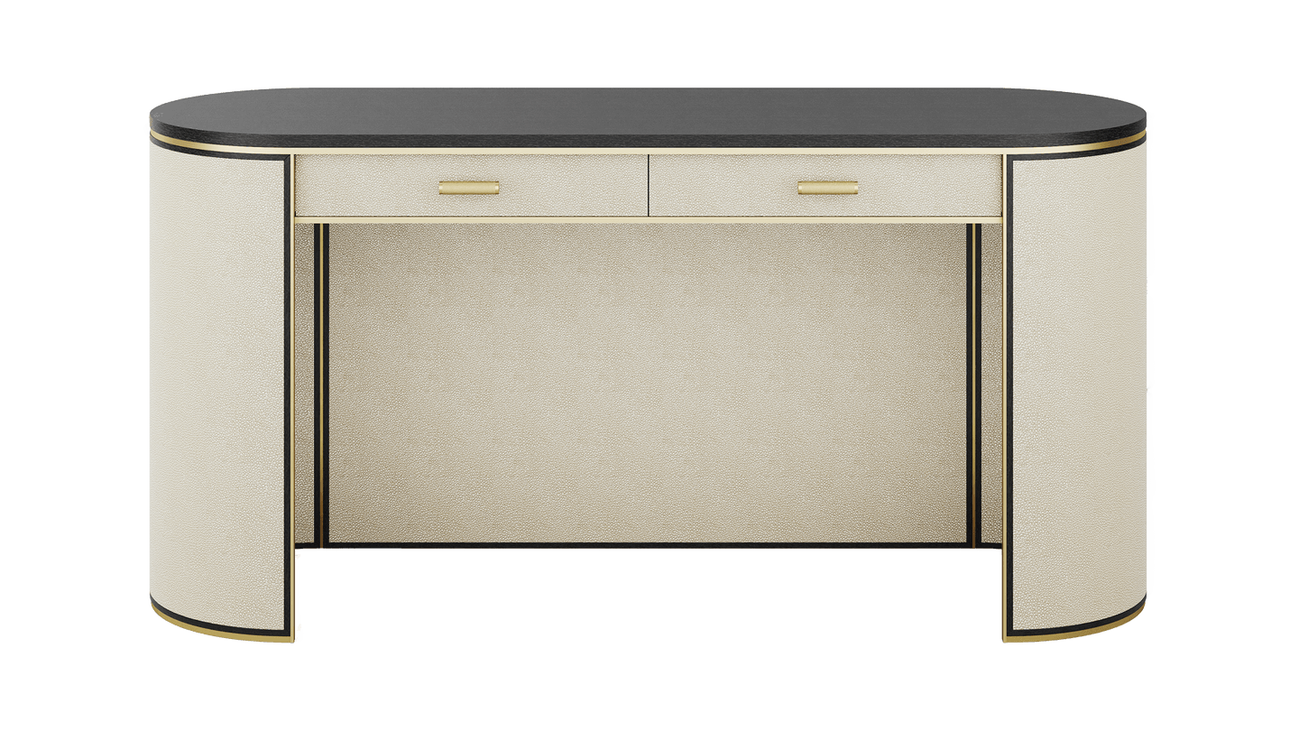 Frato Kent Desk – Modern Wood Veneer Desk with Brushed Brass Base | Frato