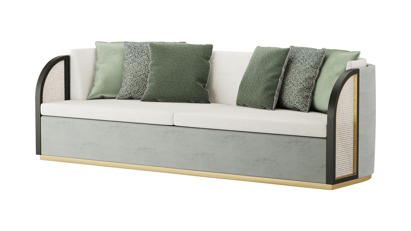 Rome Sofa | Curved Comfort with Rattan Elegance by Frato | Frato