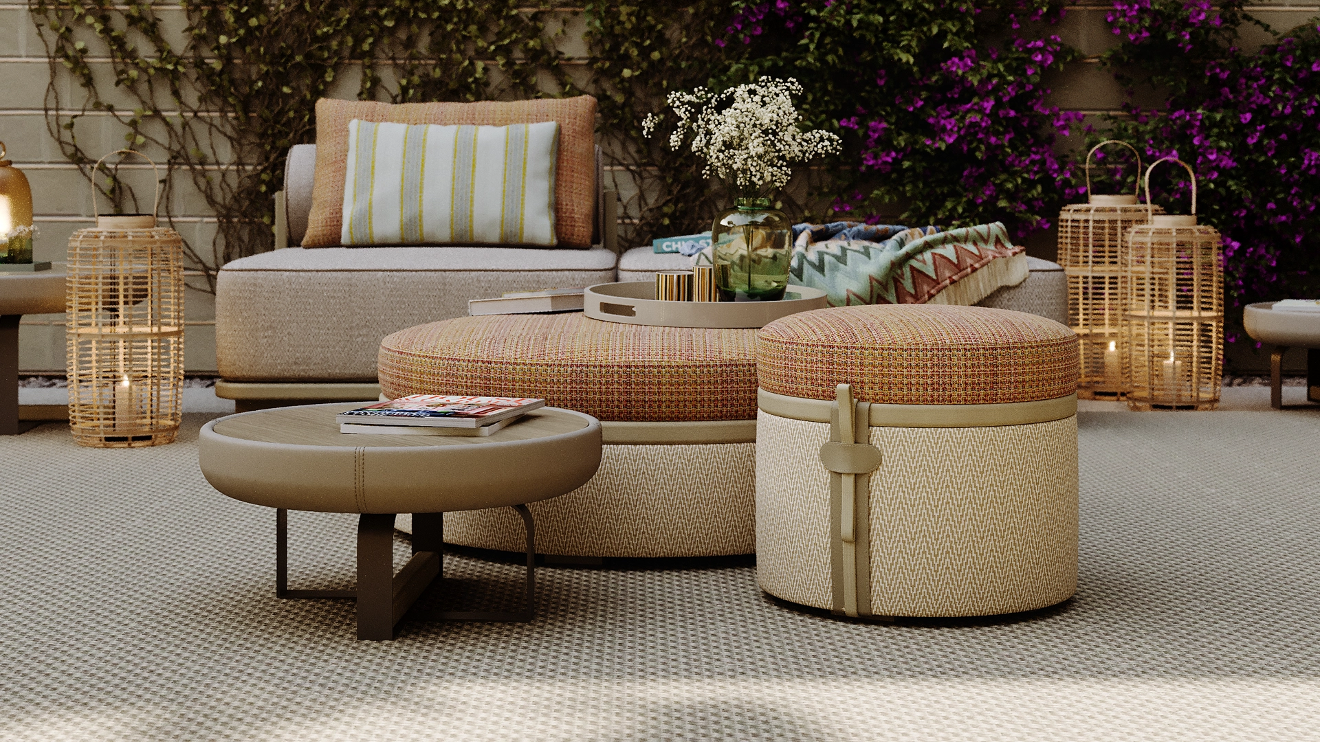 Marbella Outdoor Stool | Leather & Wood Accent by Frato | Frato