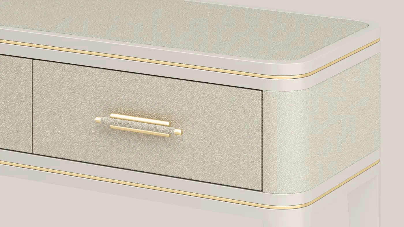 Frato Clicquot Console – Leather, Lacquered Wood & Brushed Brass | Frato