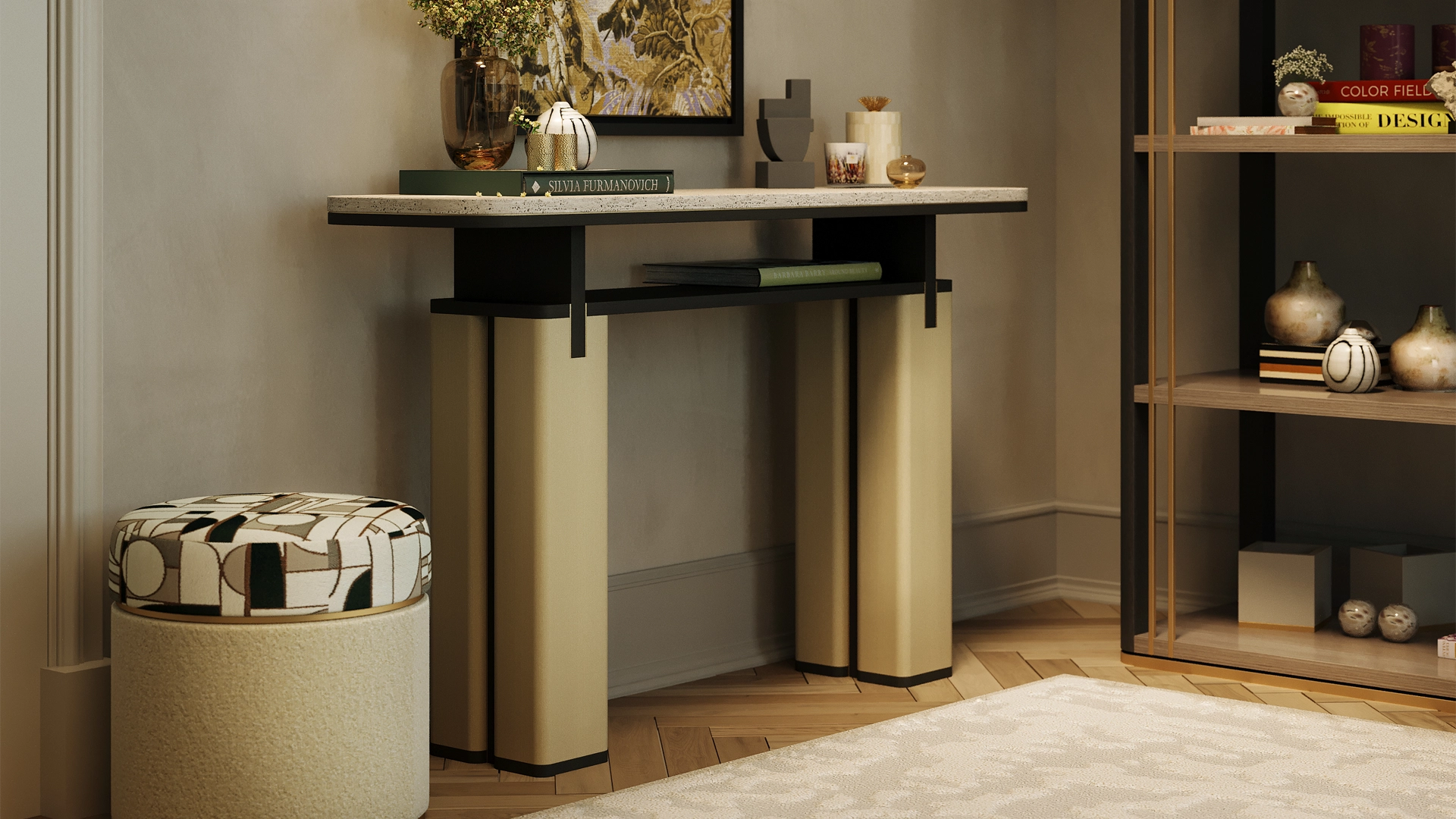 Frato Kamakura Console – Elegant Wood Veneer with Metal Accents | Frato