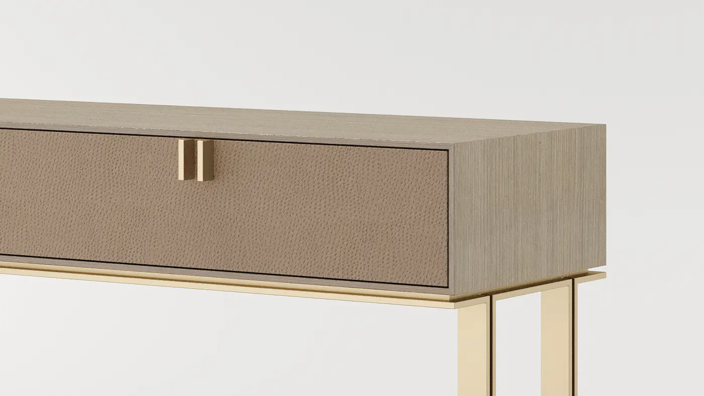Brisbane Console Table | Luxury Wood & Metal Architectural Table | Frato