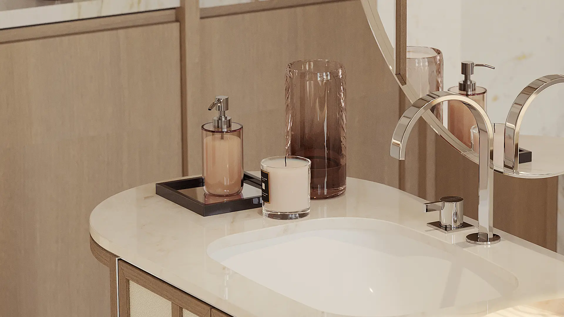 Kyiv II Vanity Unit by Frato – Elegant Stone and Wood Veneer Design | Frato
