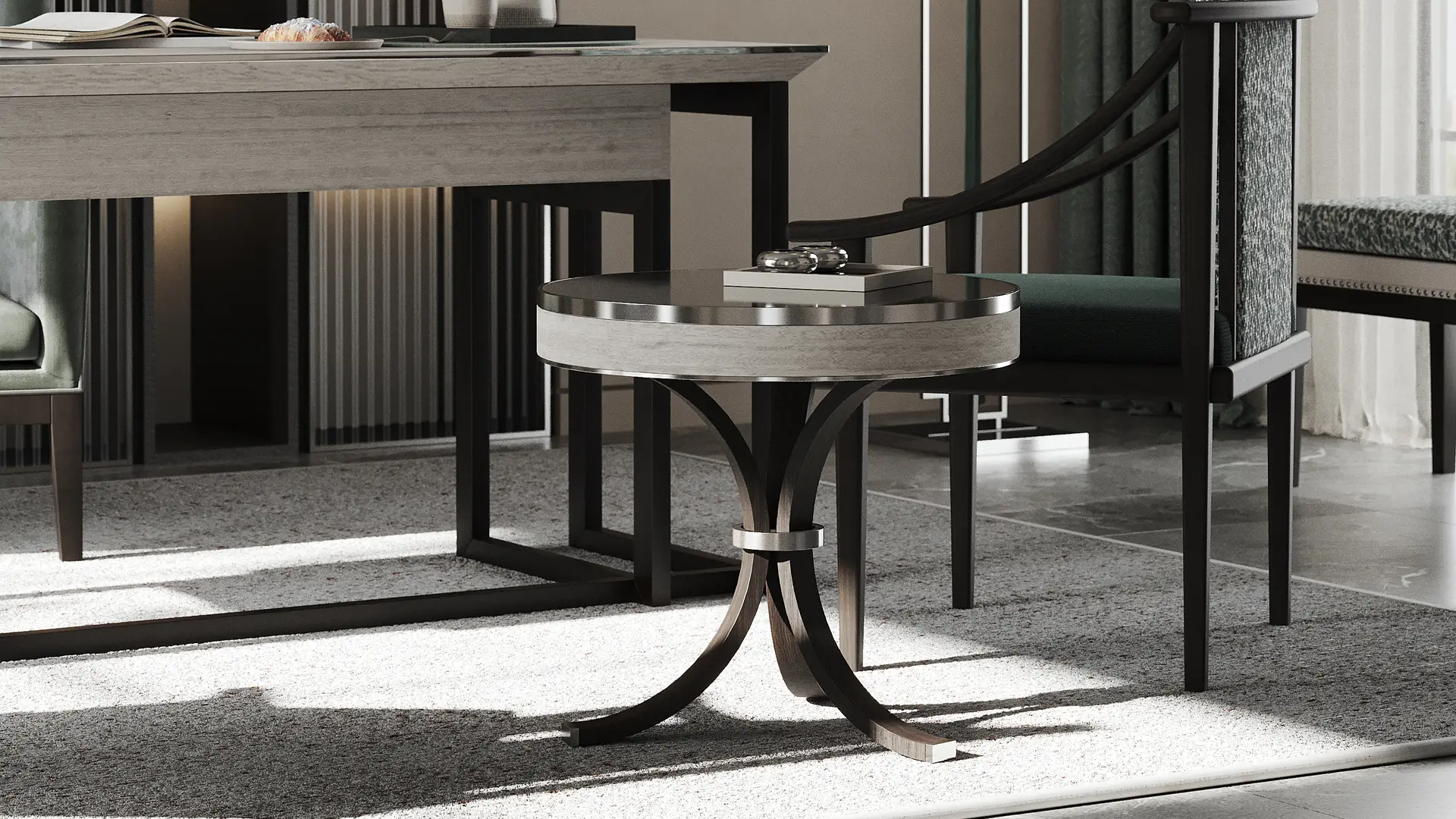 Frato Eugene Side Table | Luxury Black and Brass Accent Table | Frato