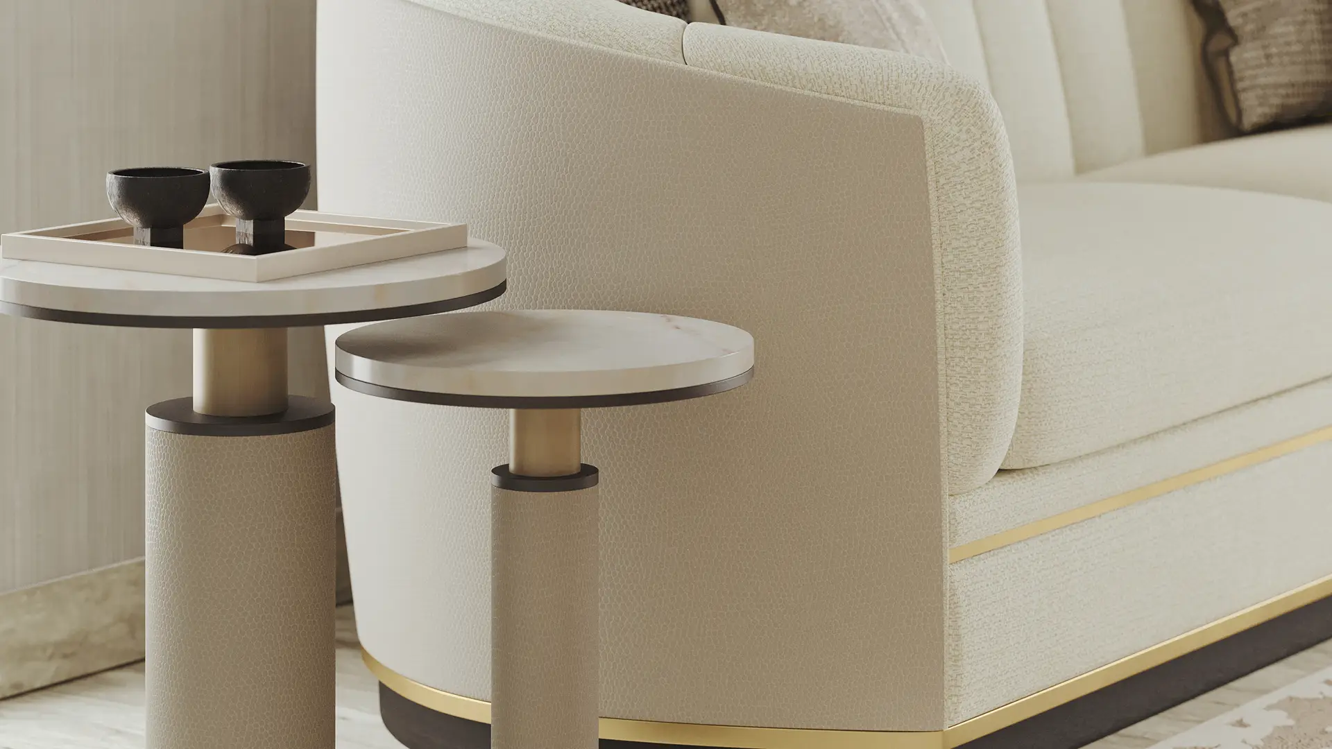 Frato Berlin Side Table | Stylish Stone & Wood Accent Table | Frato