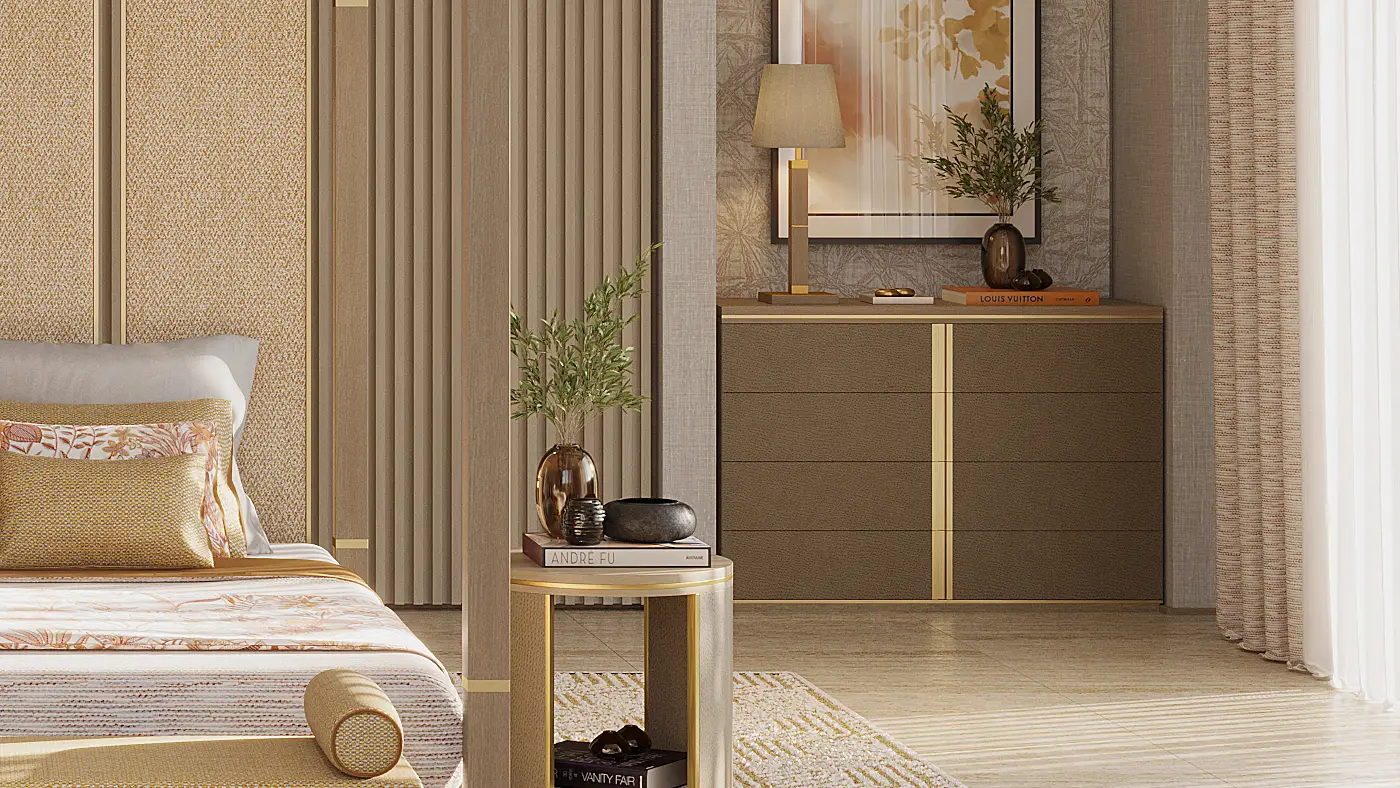 Frato Avignon Chest of Drawers – Wood & Leather with Brass Trim | Frato