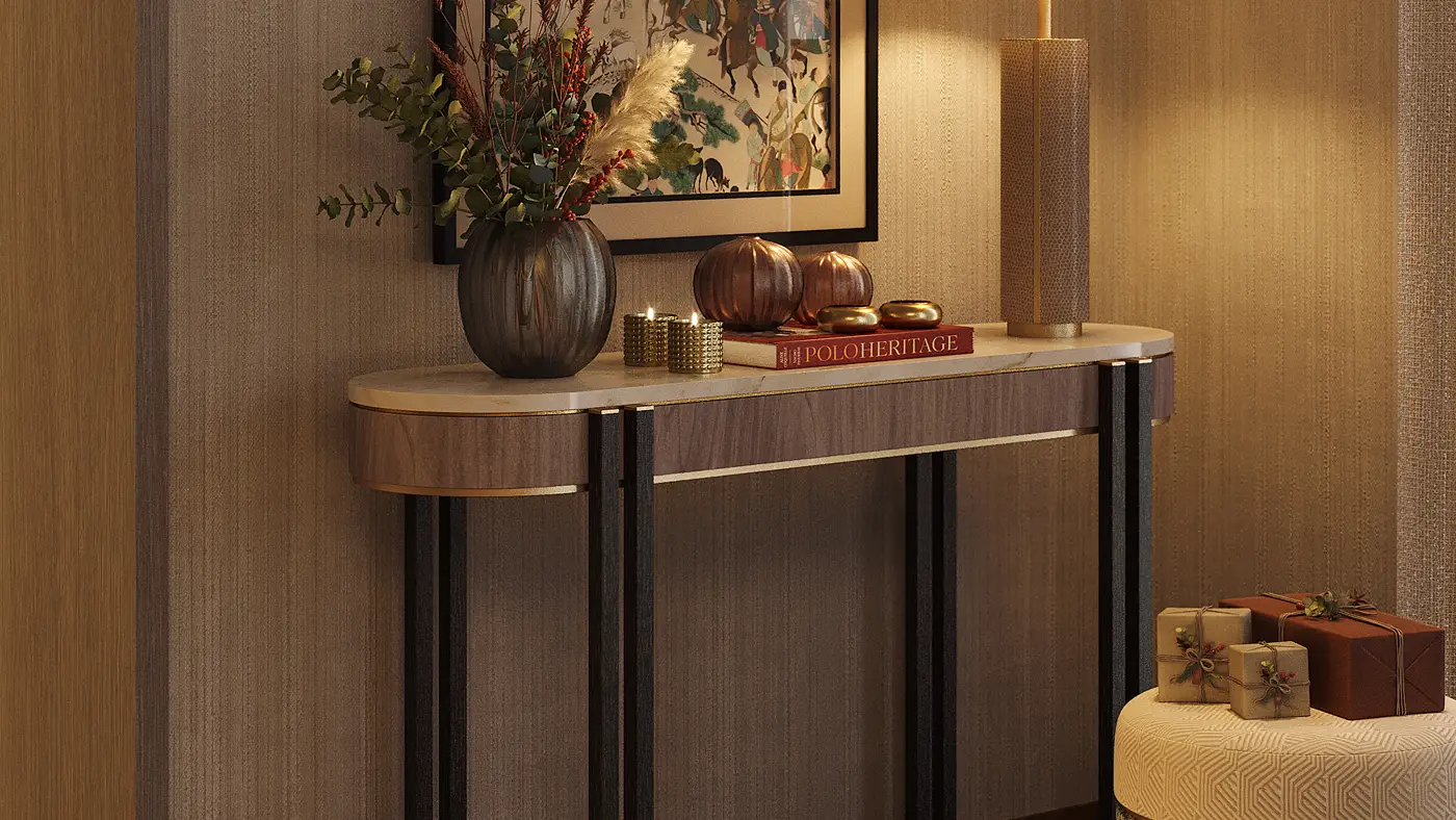 Frato Melbourne Console – Marble Top with Brushed Brass Frame | Frato