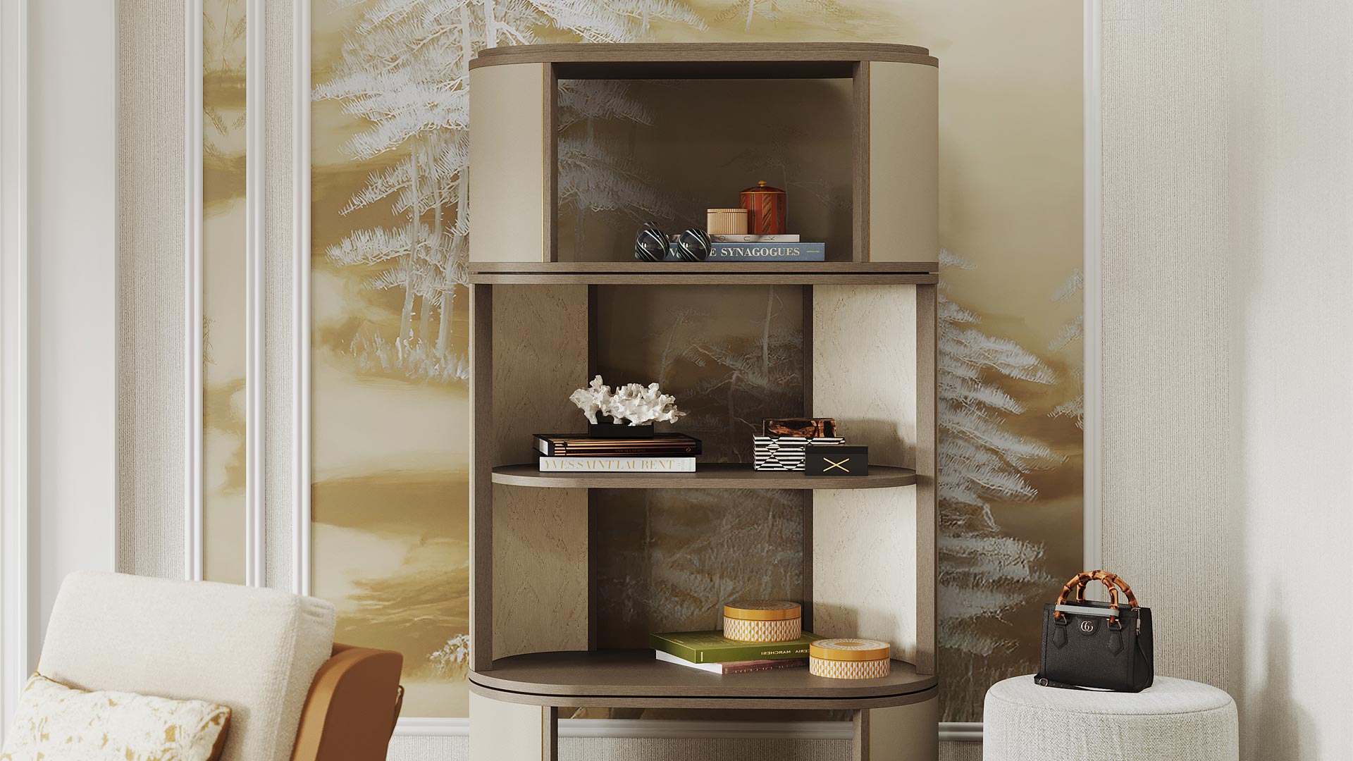 Limassol Bookcase | Luxury Leather & Wood Storage | FRATO | Frato